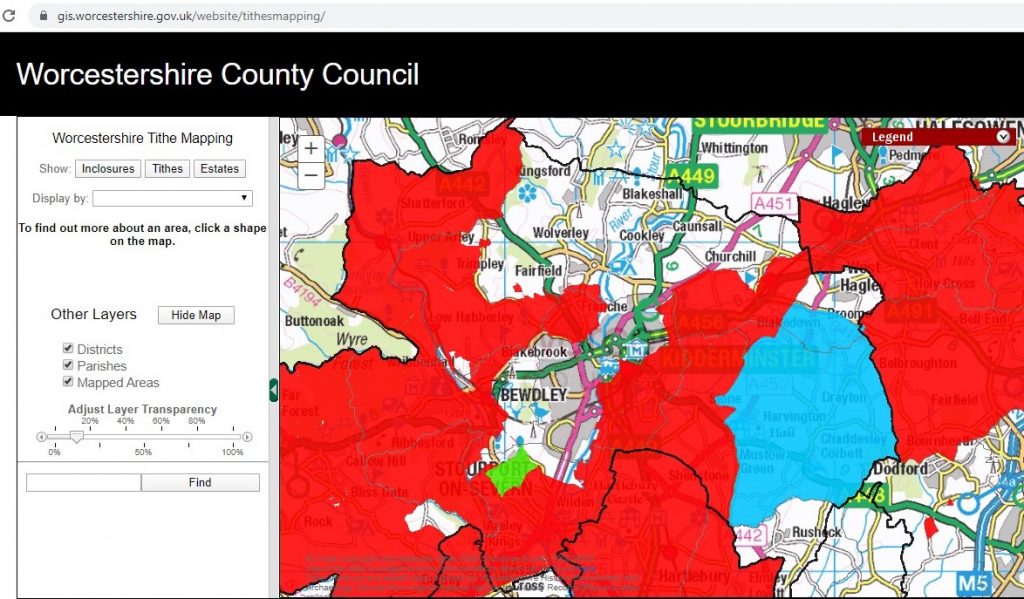 Online Resources: Tithe Map GIS Website - Worcestershire Archive ...