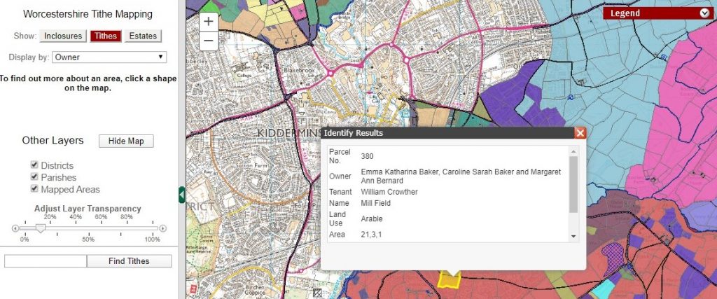 Online Resources: Tithe Map GIS Website - Worcestershire Archive ...